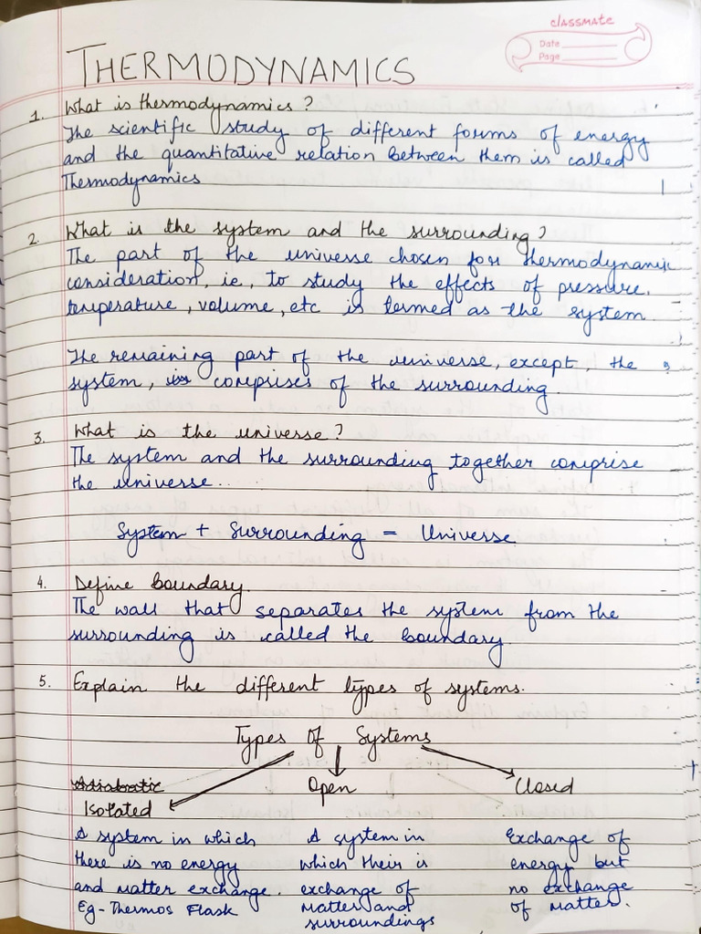 Thermodynamics Grade 11 Notes | PDF