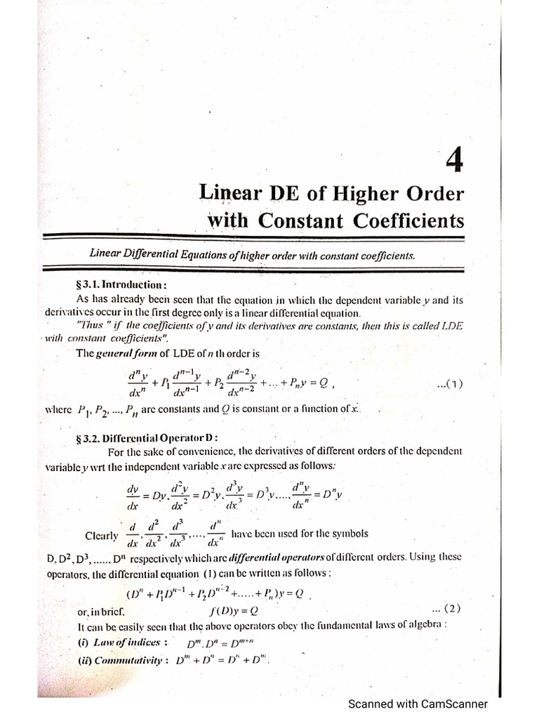 Linear DE With Constant Coefficient | PDF