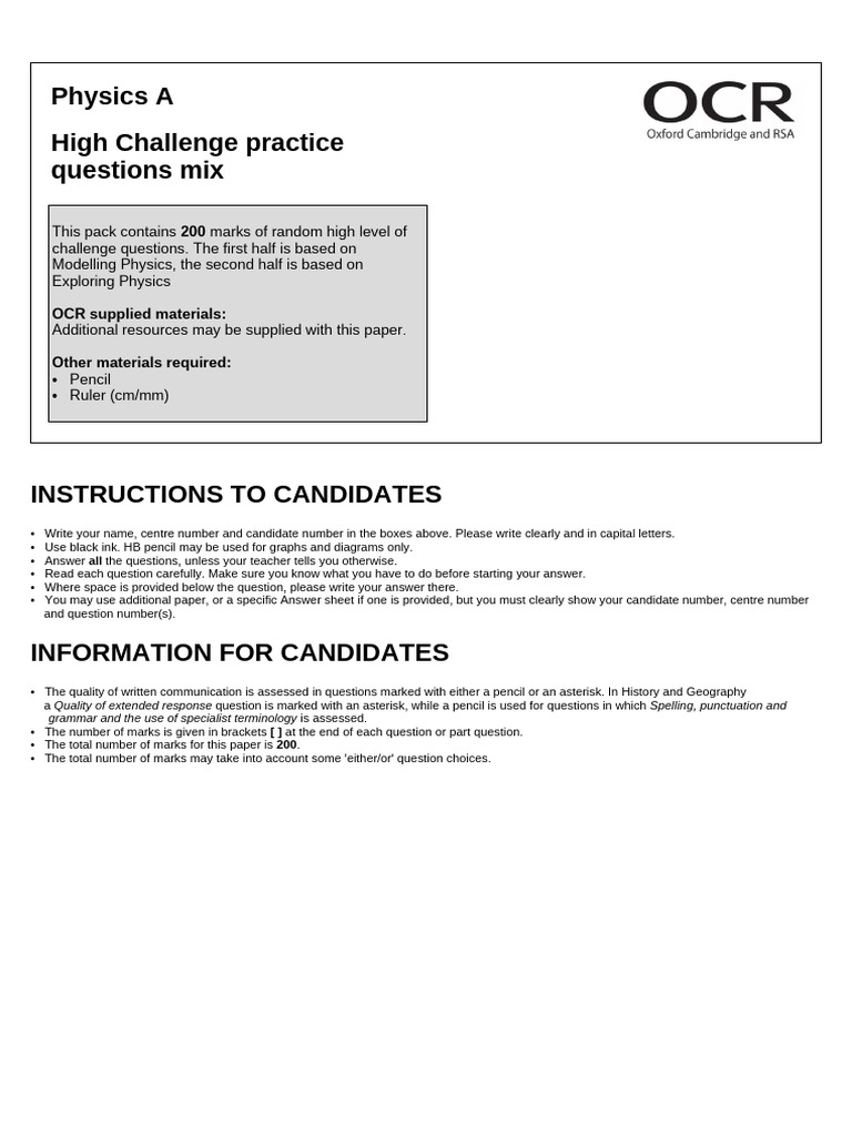 Challenging Practice Questions Mix | PDF | Neutron | Photoelectric Effect