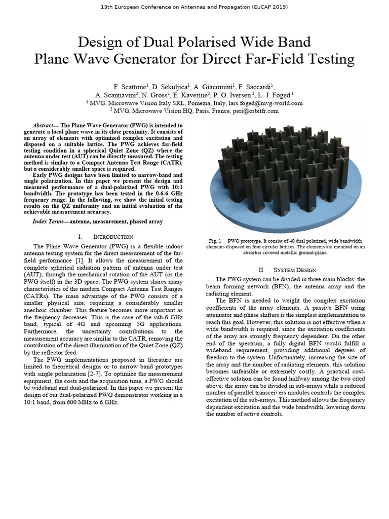 Dual Polarized Wideband Plane Wave Generator | PDF | Antenna (Radio) | Waves