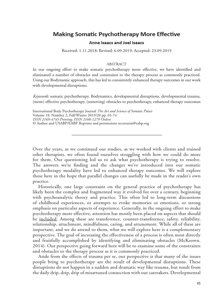 Anne Isaacs and Joel Isaacs - Making Somatic Psychotherapy More ...