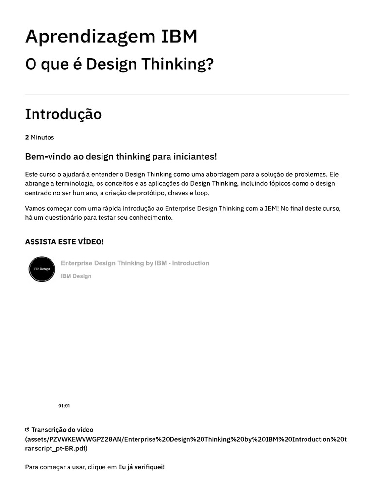 Aprendizgem IBM - Design Thinking | PDF