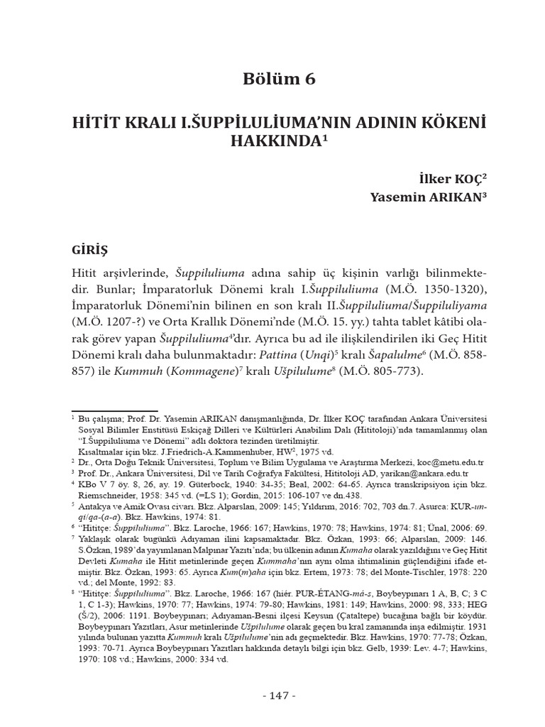 Hitit Krali I Suppiluliumanin Adinin Kok | PDF