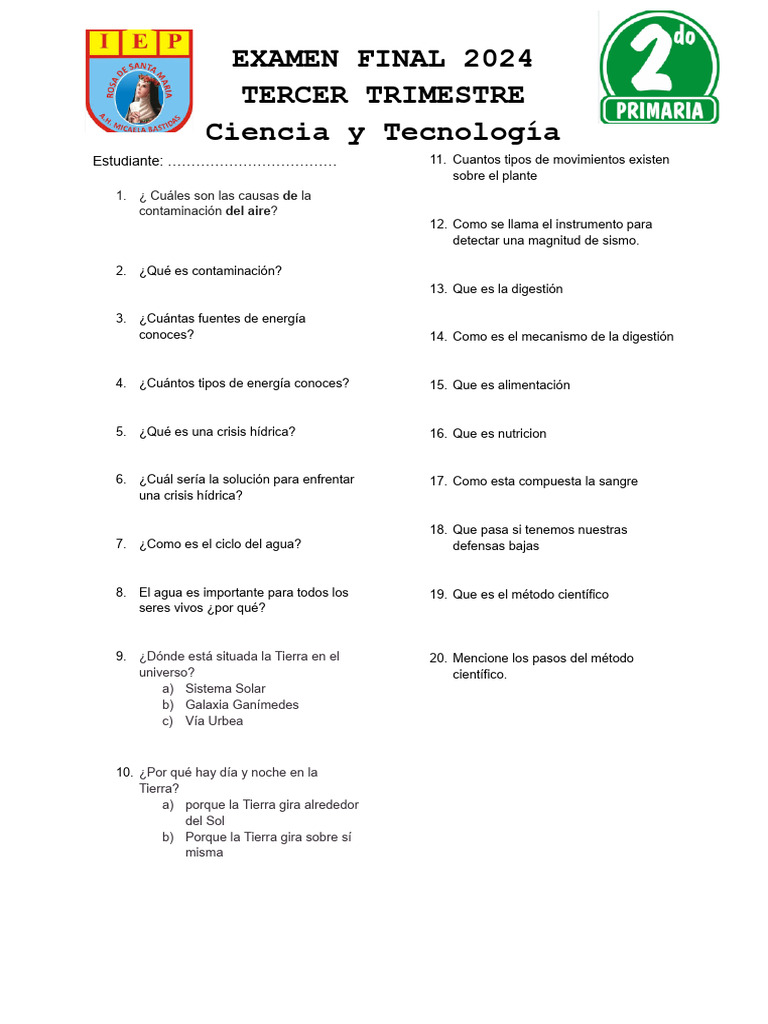 Segundo Primaria | PDF