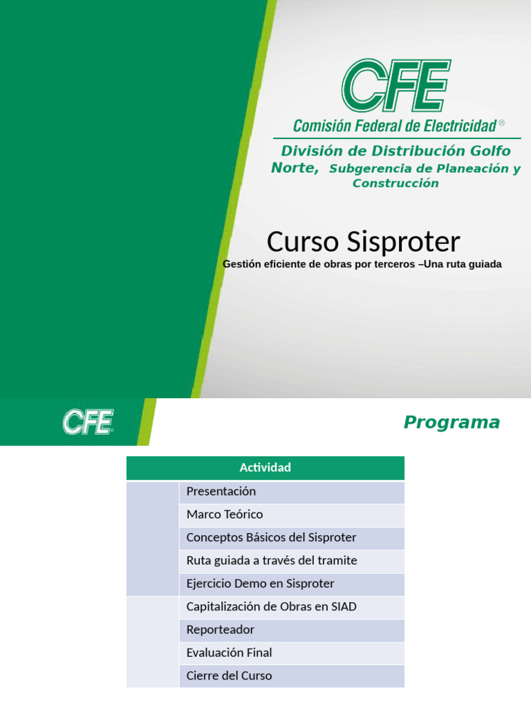 Curso Sisproter: Gestión de Obras CFE 2025 | PDF | Ingenieria Eléctrica ...