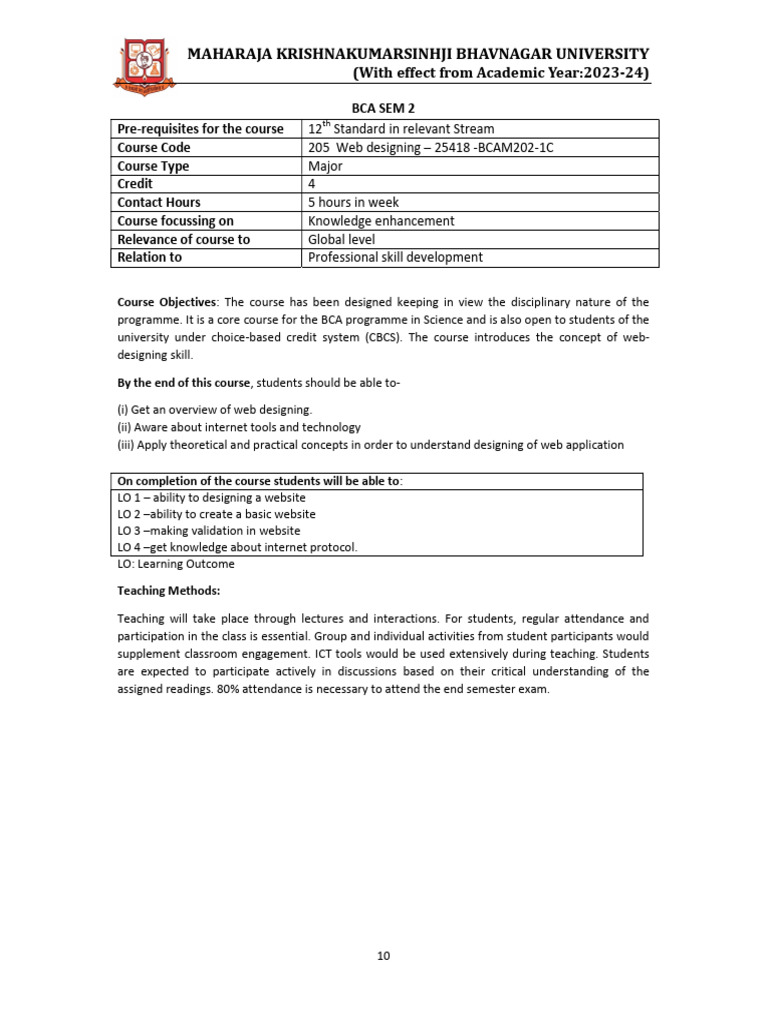 BCA - Sem - 2 Major3 - 25418 - Web Designing - Theory 2023-24 | PDF | World Wide Web | Internet ...