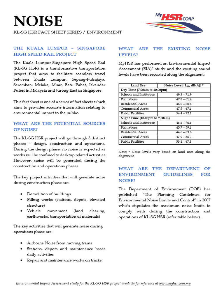 Fact Sheet - Noise | PDF | High Speed Rail | Transport