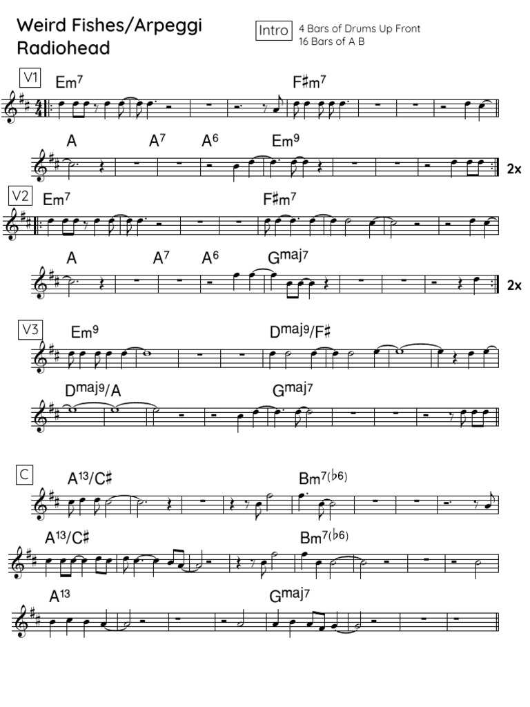 Weird Fishes - Radiohead (Chart) | PDF