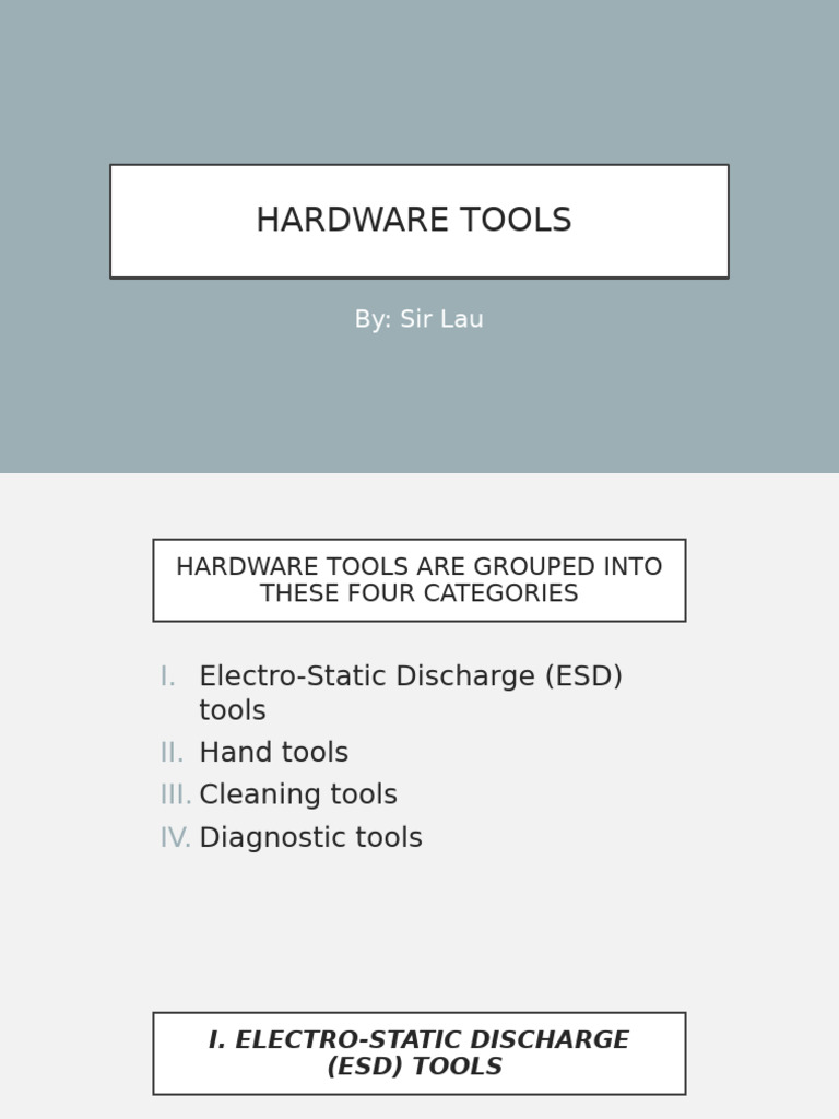 Essential Hardware Tools Overview | PDF | Electrostatic Discharge ...