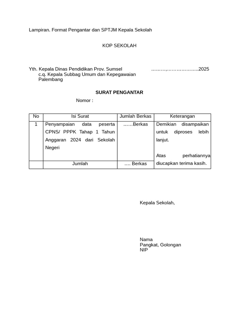 Format Pengantar Dan SPTJM | PDF