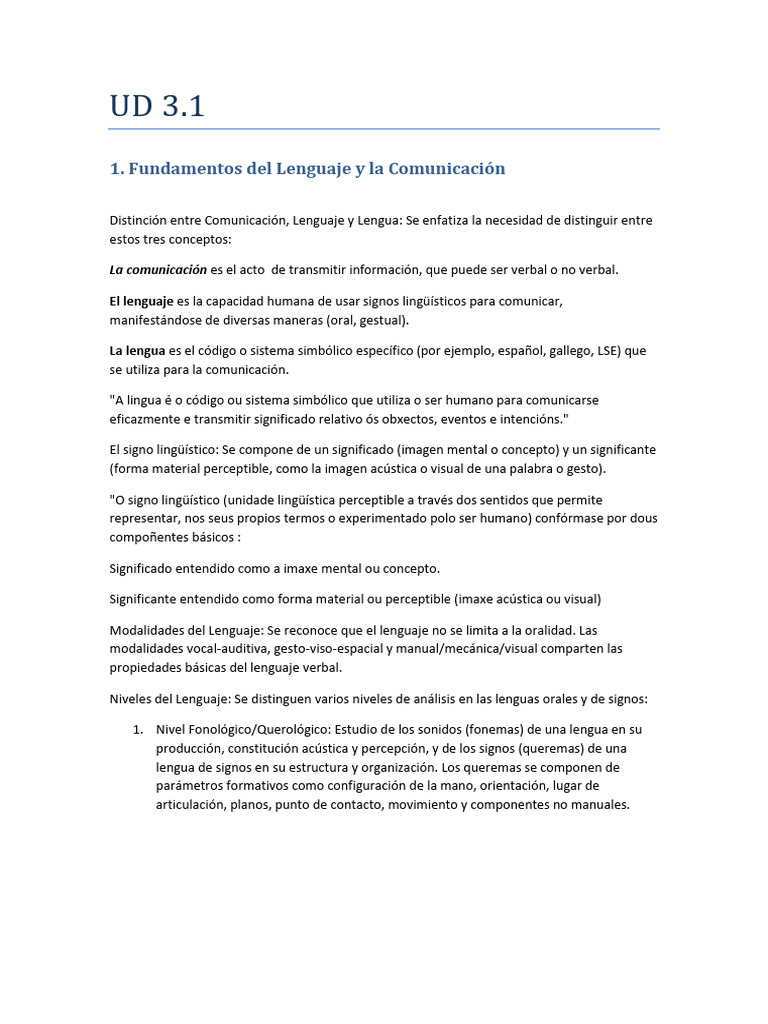 UD 3 y 4 Resumen Examen | PDF | Aquisición de idioma | Comunicación