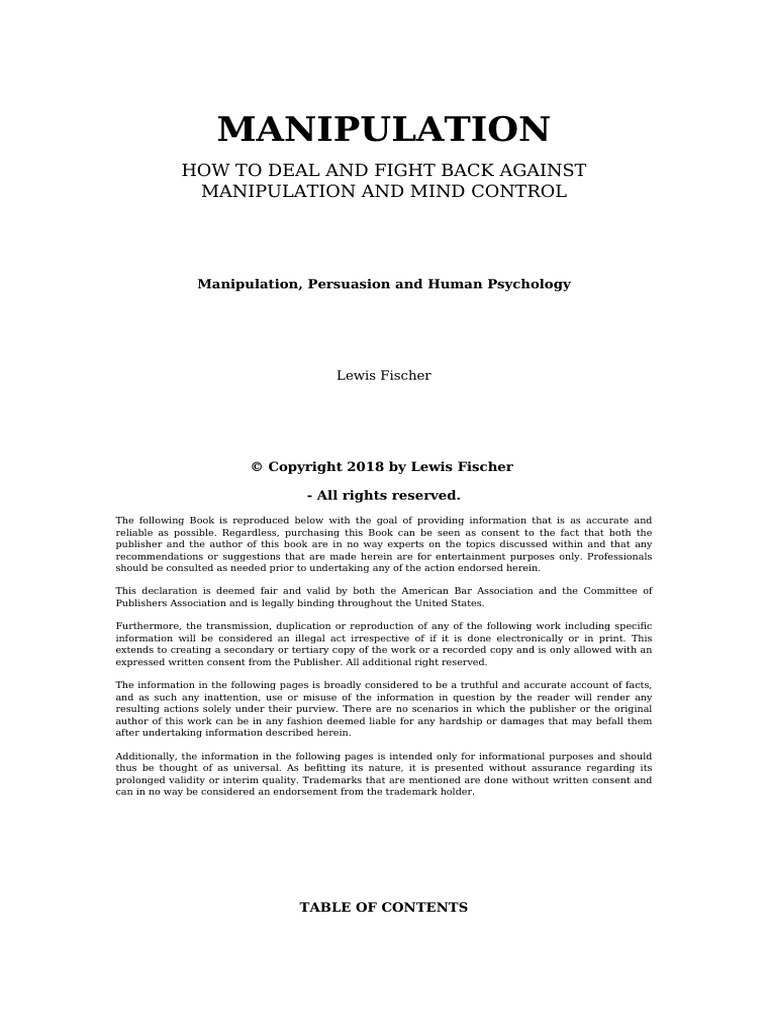 [Manipulation, Persuasion and Human Psychology] Fischer, Lewis ...
