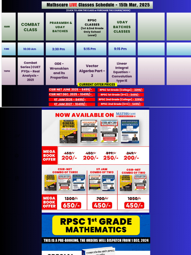 15th Mar, Mathscare Schedule | PDF