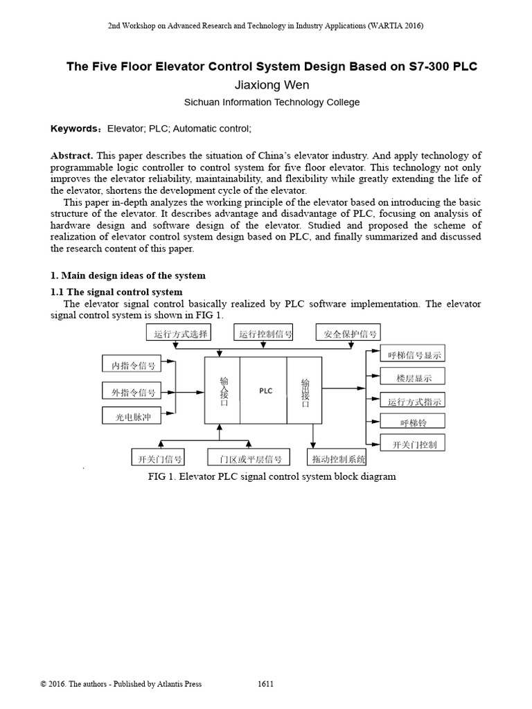 The Five Floor Elevator Control System Design Base | PDF | Elevator | Programmable Logic Controller