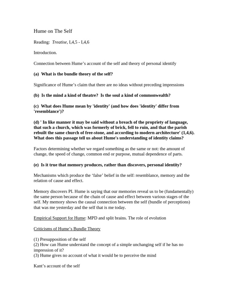 Hume On The Self | PDF