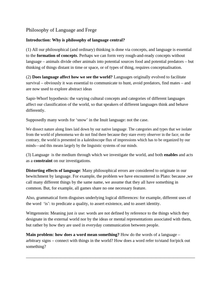 Frege and Philosophy of Language | PDF | Semantics | Concept