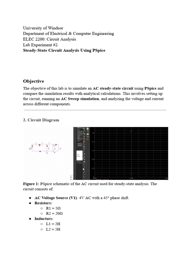 Steady-State Circuit Analysis Using PSpice | PDF | Electrical Network | Electrical Impedance