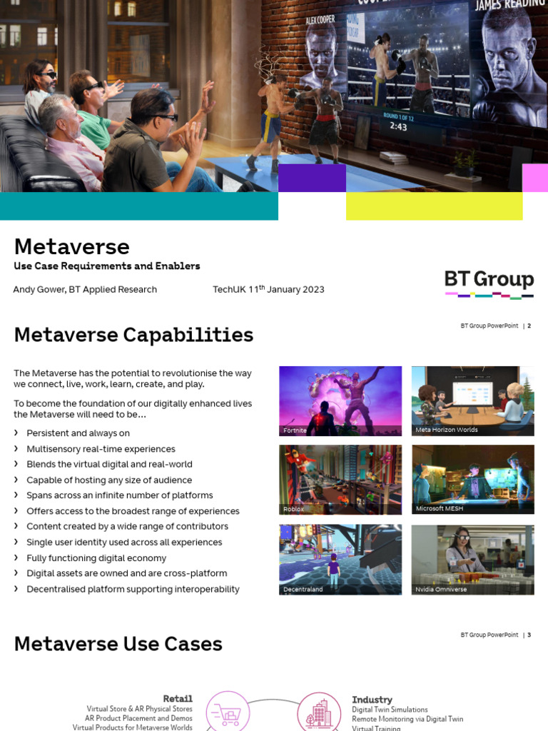 Metaverse BT Applied Research TechUK11Jan23 | PDF | Virtual Reality ...