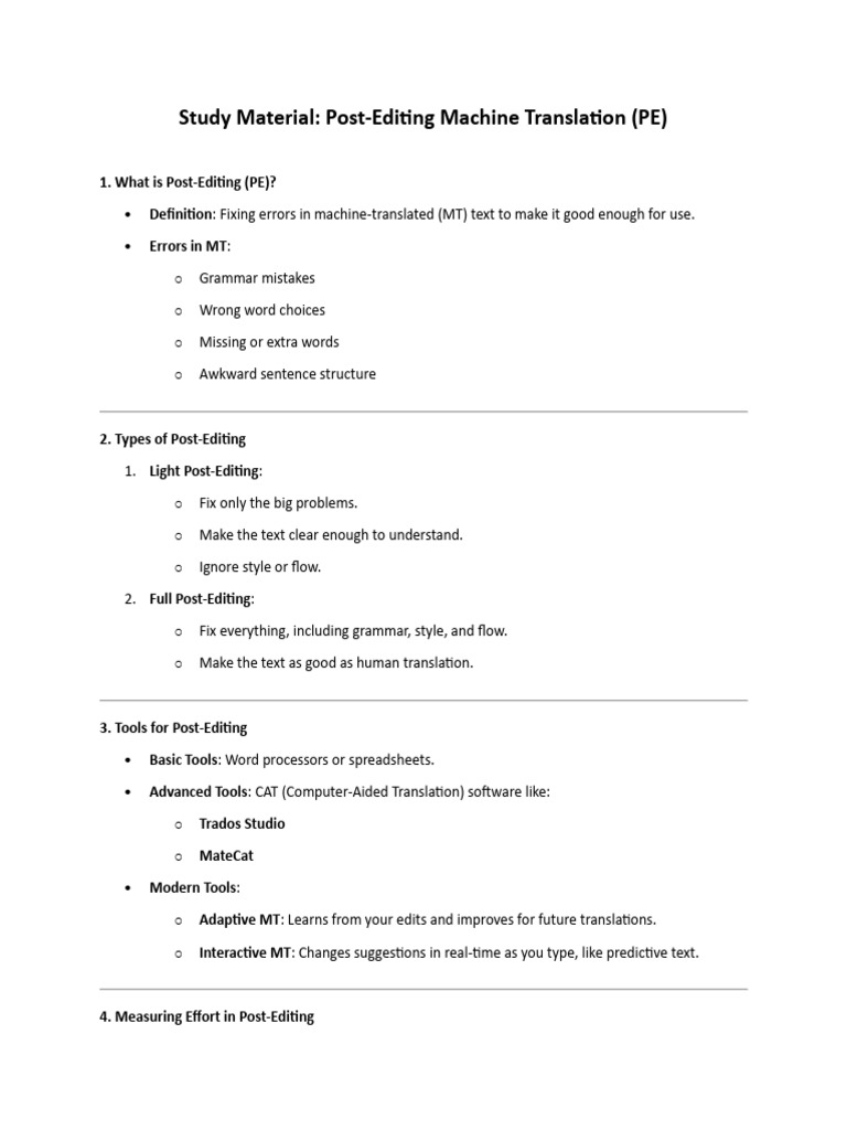 Post Editing - Summary | PDF