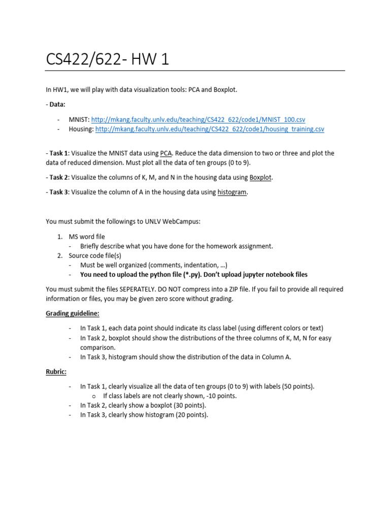 CS422/622 - HW 1: - Data | PDF