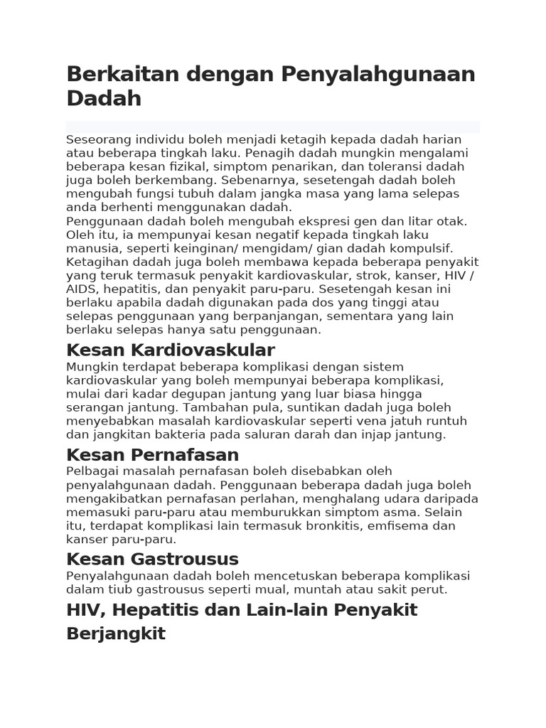 Penyalahgunaan Dadah | PDF