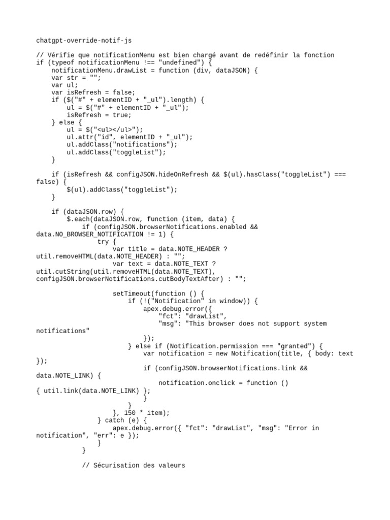Chatgpt Override Notif Js | PDF | Hypertext | Software Engineering