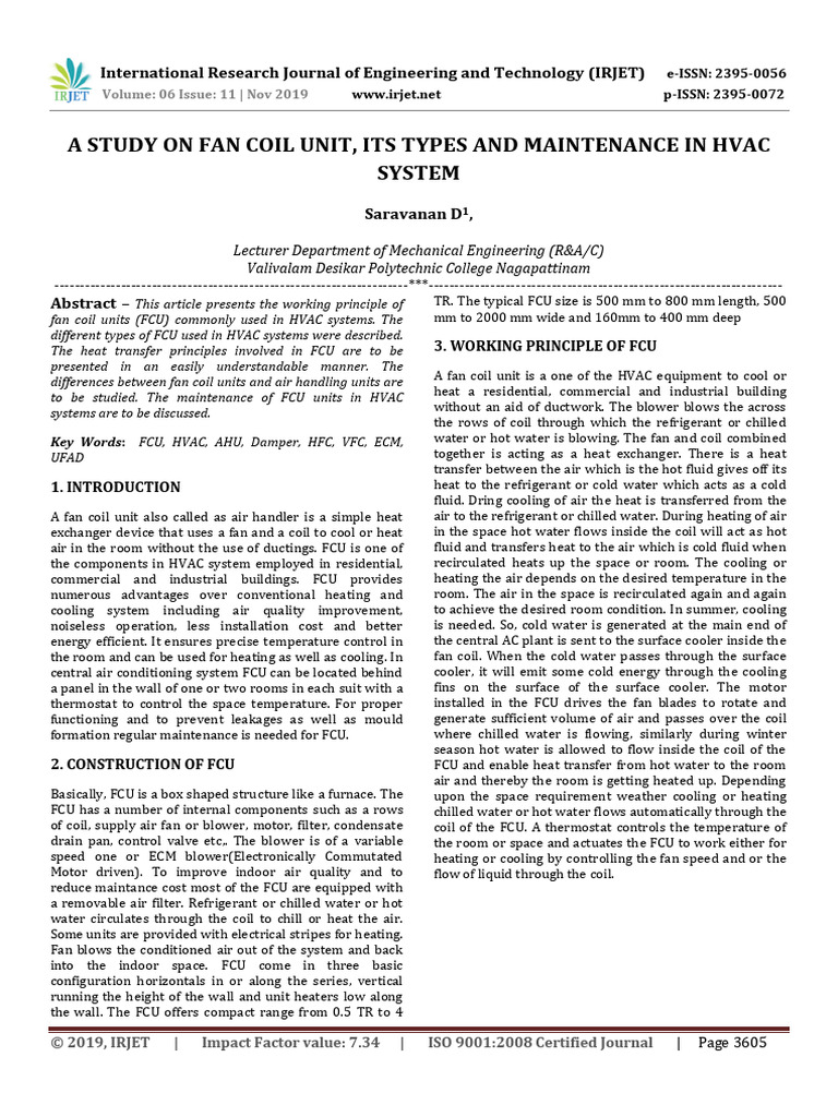 Fan Coil Units: Types and Maintenance | PDF | Heat Transfer | Air ...