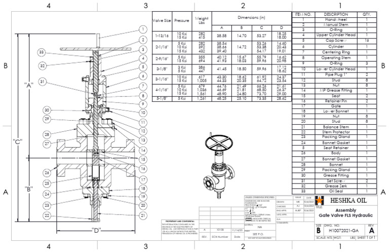 Gate Valve Assembly Parts List | PDF | Valve | Hydraulics