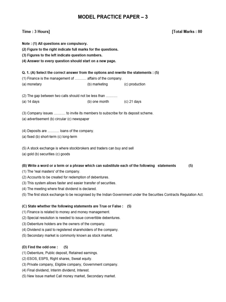 SECRETARIAL PRACTICE - Paper 3 | PDF | Dividend | Securities (Finance)