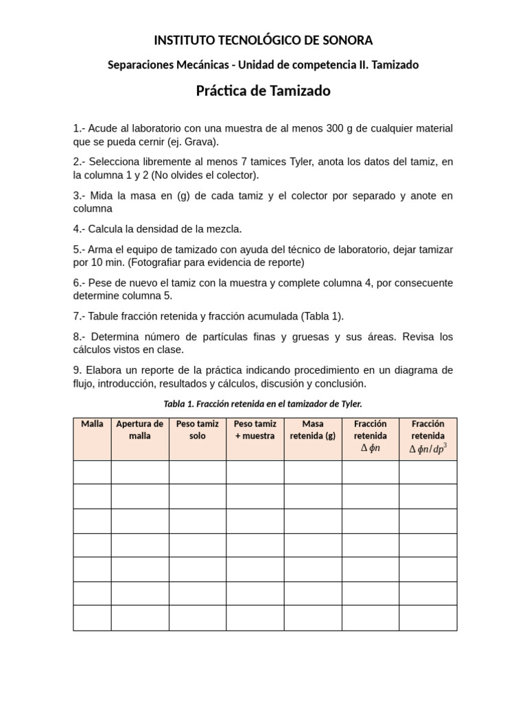Tamizado Practica | PDF