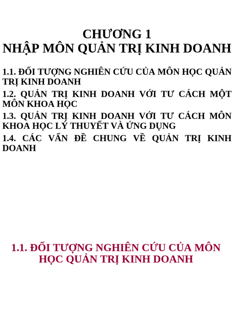 Chương 1. Nhập Môn QTKD | PDF