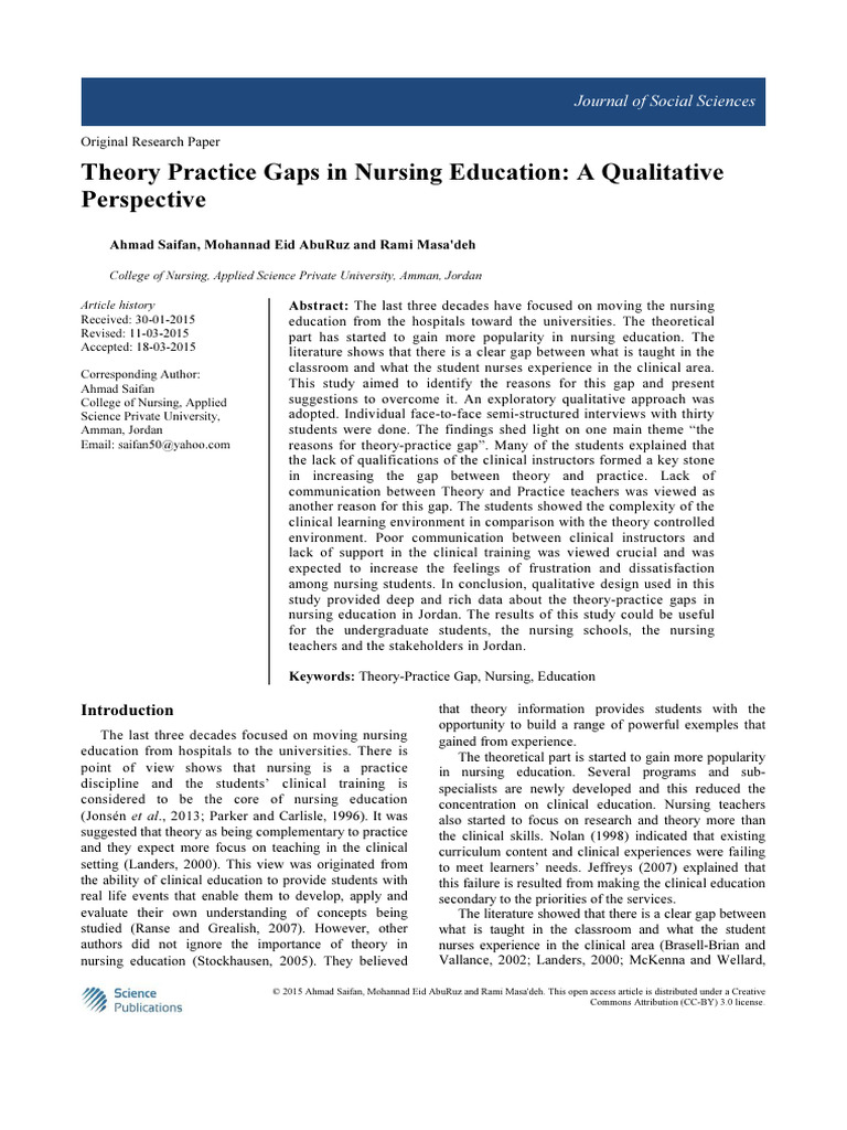 Theory Practice Gaps in Nursing Educatio | PDF | Nursing | Theory