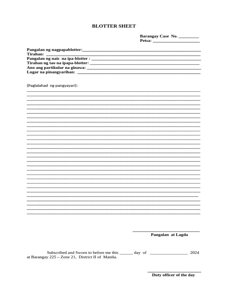 Blotter Sheet 2024 | PDF