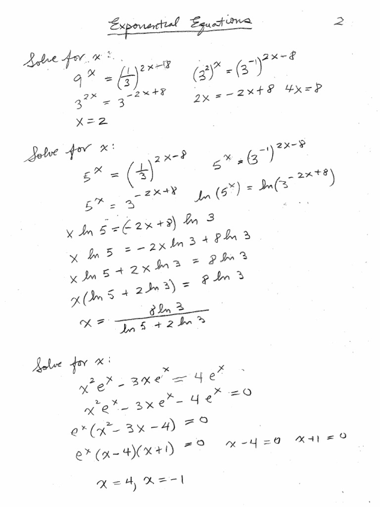 2.5 Exponential Equations | PDF