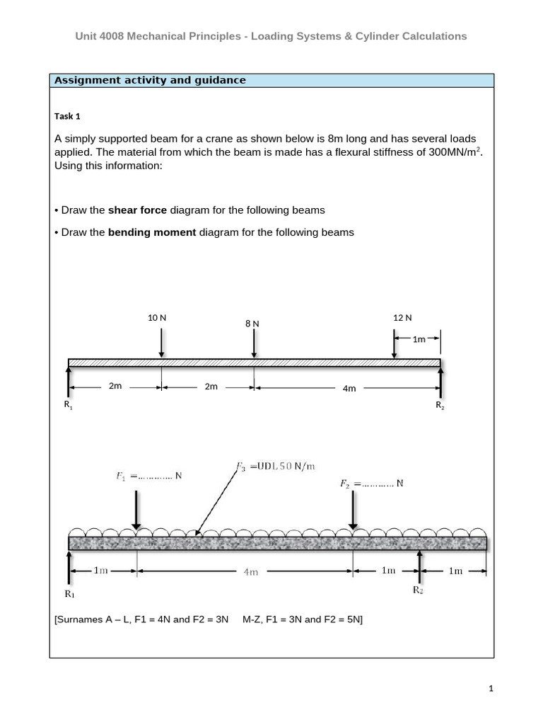 UNIT 4008 - Mechanical Principles - Loading Systems and Cylinder Calculations - A1 | PDF | Beam ...