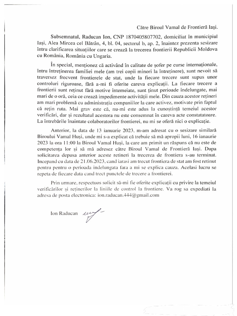 Solicitare Ion Raducan | PDF