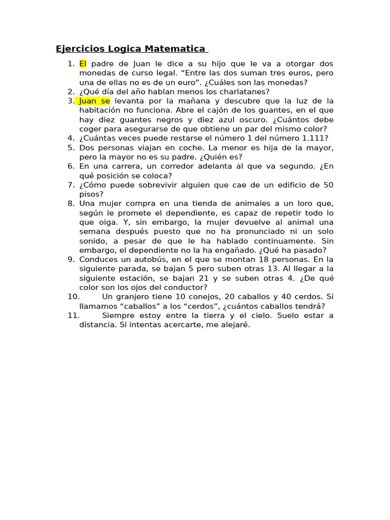 Ejercicios Logica Matematica | PDF