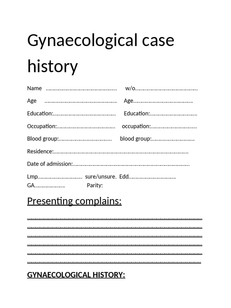 Gynae Case History 2025 | PDF