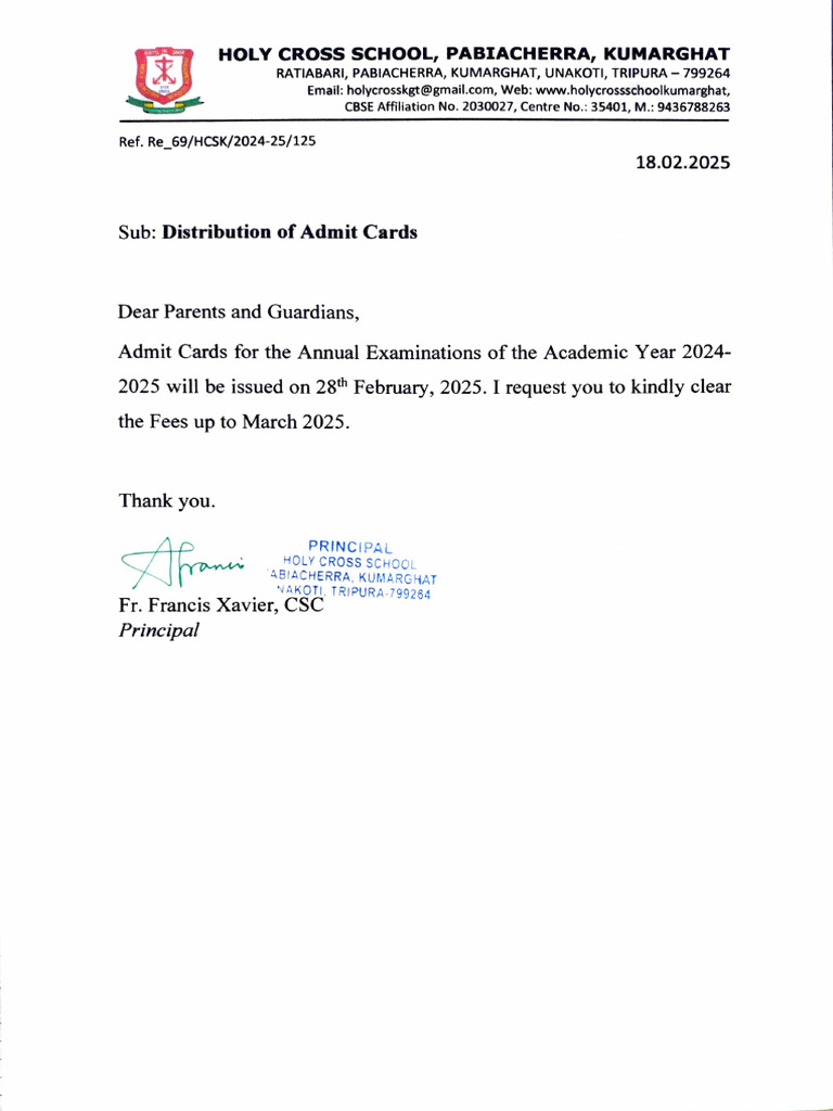 Notice - Distribution of Admit Cards | PDF