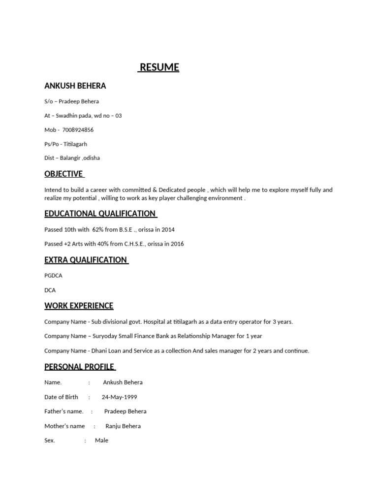 CV of Ankush Behera Updated | PDF