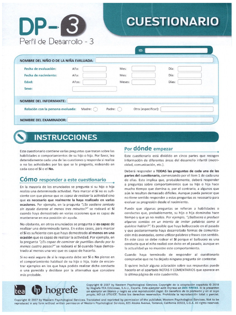 DP-3 Perfil de Desarrollo-3 CUESTIONARIO | PDF
