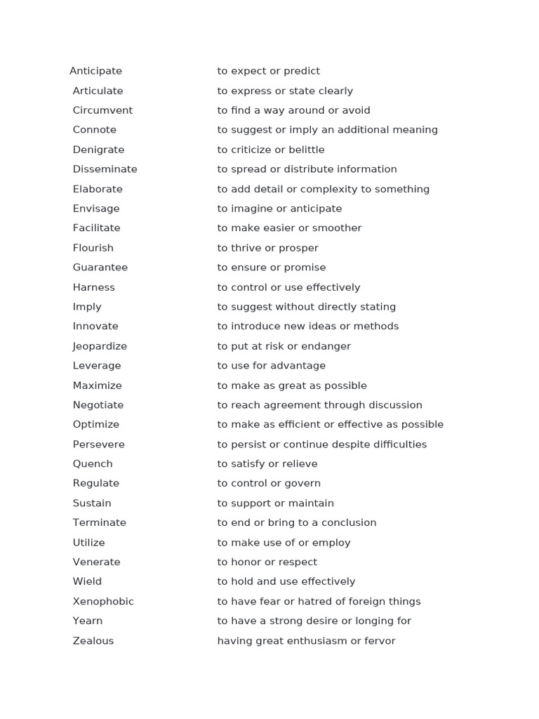 Synonyms for Key Verbs and Concepts | PDF