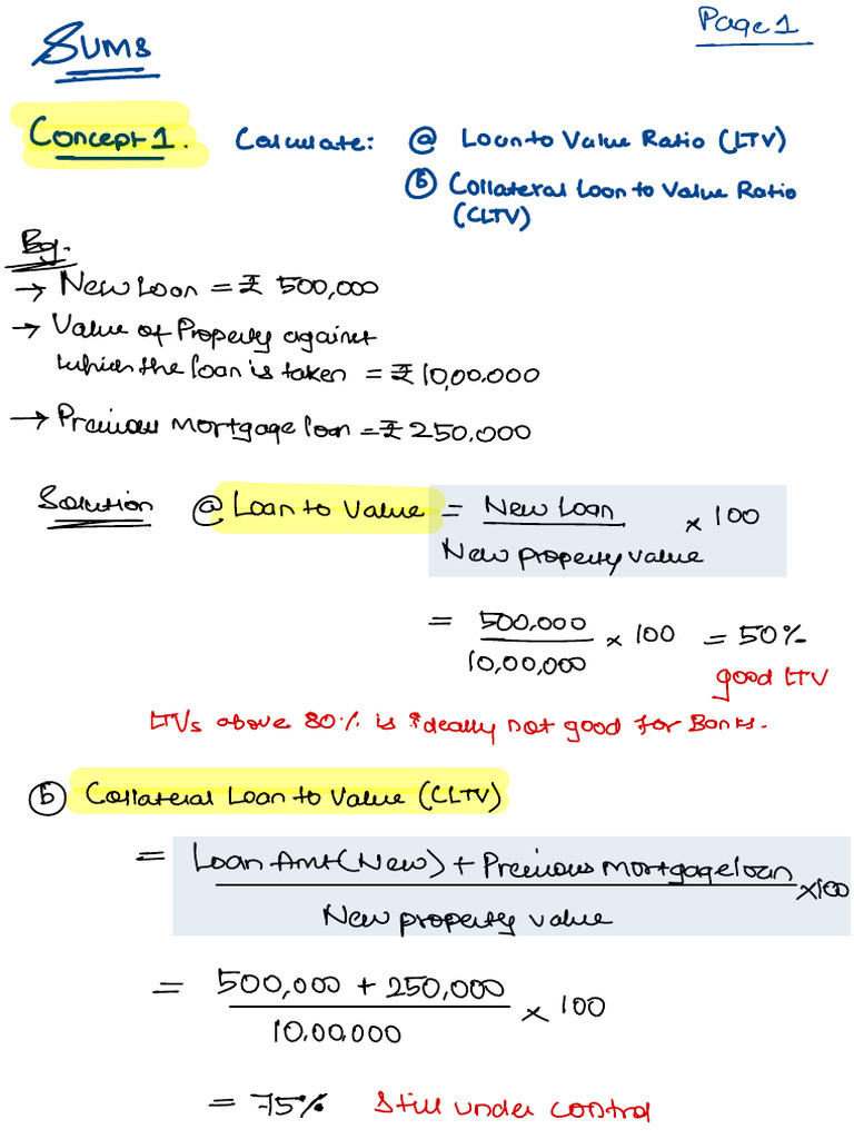 Banking SYBBA - Banking Sums | PDF | Loan To Value Ratio | Debt