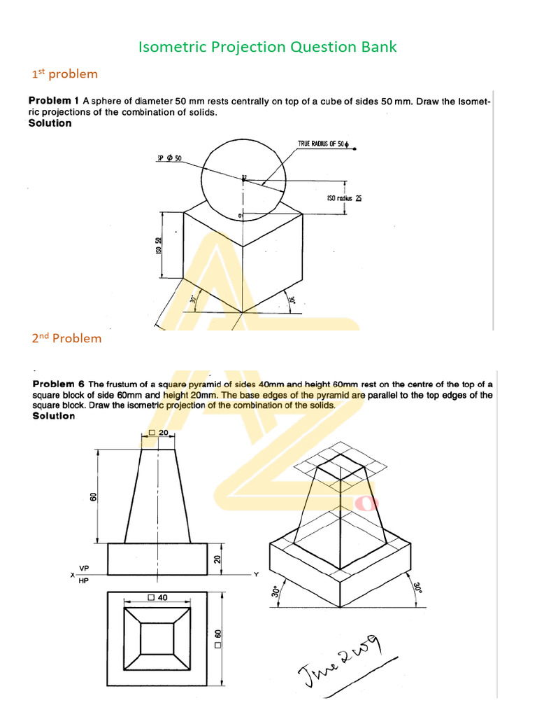 CAED Module (3- Isometric) Q Bank for Test-2 | PDF