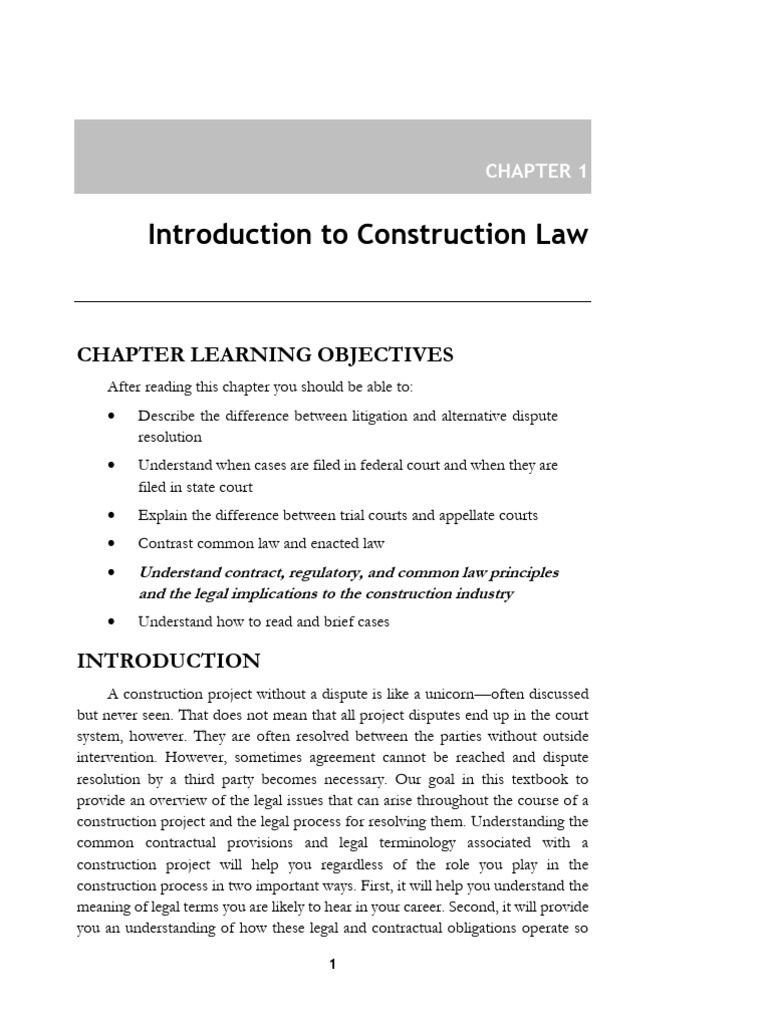 Introduction to Construction Law Basics | PDF | Lawsuit | State Supreme ...