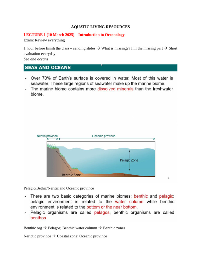 Classnote - Aquatic Living Resources | PDF | Benthic Zone | Trawling