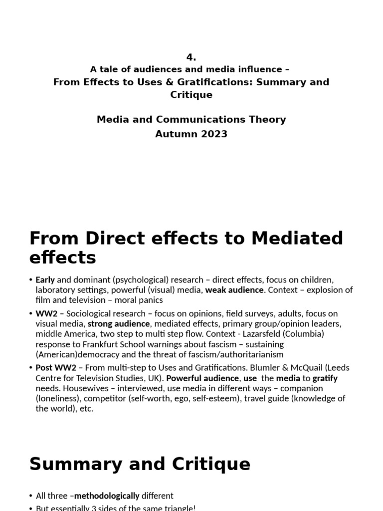 Uses and Gratifications in Media Theory | PDF | Cultural Studies ...