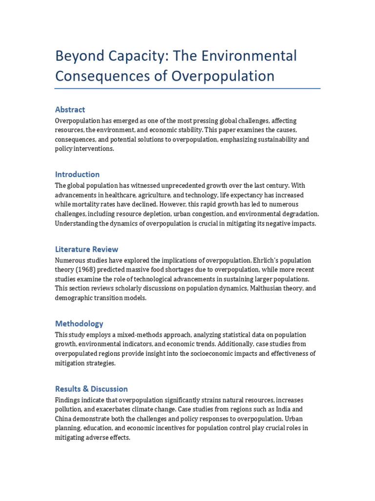 Beyond Capacity The Environmental Consequences of Overpopulation | PDF