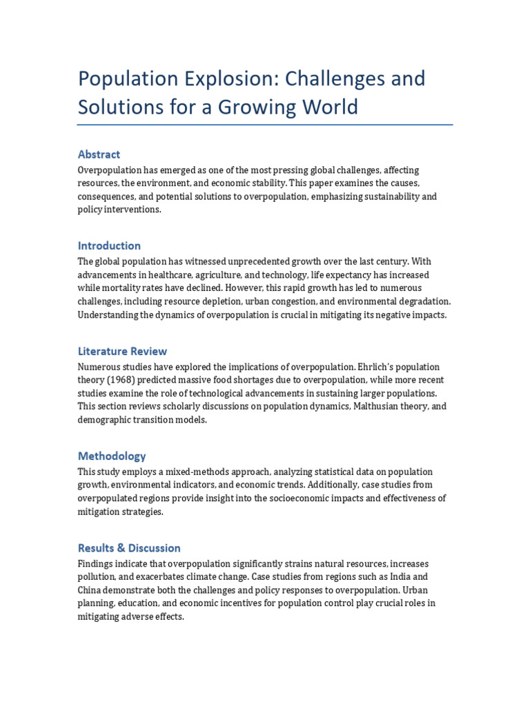 Overpopulation: Causes and Solutions | PDF