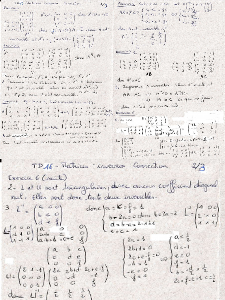 TD15 - Inversion de matrices corrige | PDF